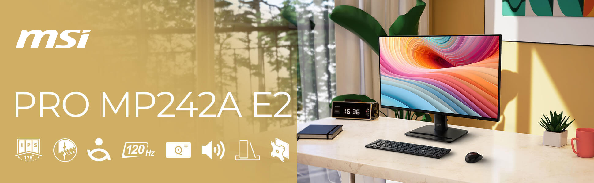 MSI PRO MP242A E2 24-inch IPS 1920 x 1080 (FHD) Gaming Office Monitor, 120Hz, Adaptive-Synch ...